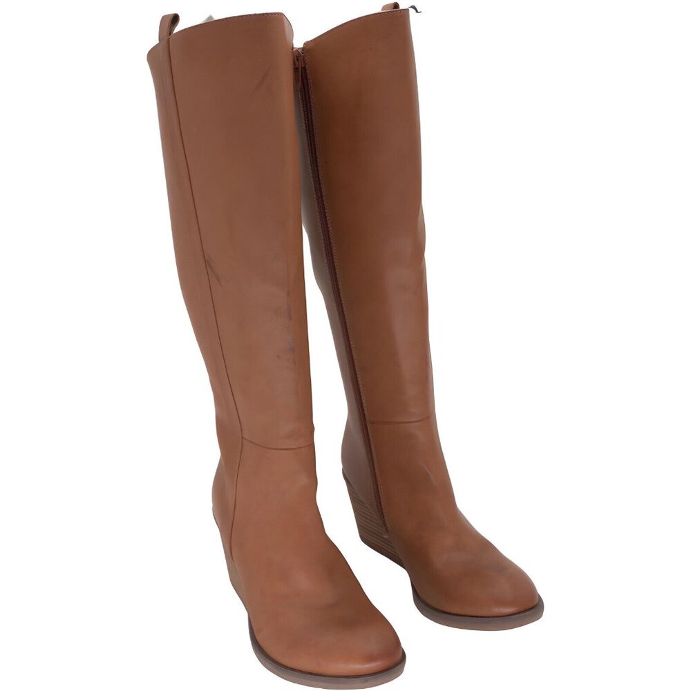 Korks Womens Harley Stacked Heel Riding Boots Tan Siz… - Gem